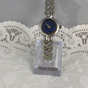 Quemex | Accessories | Vintage Quemex Goldsilver 2 Tone Blue Dial Watch ...